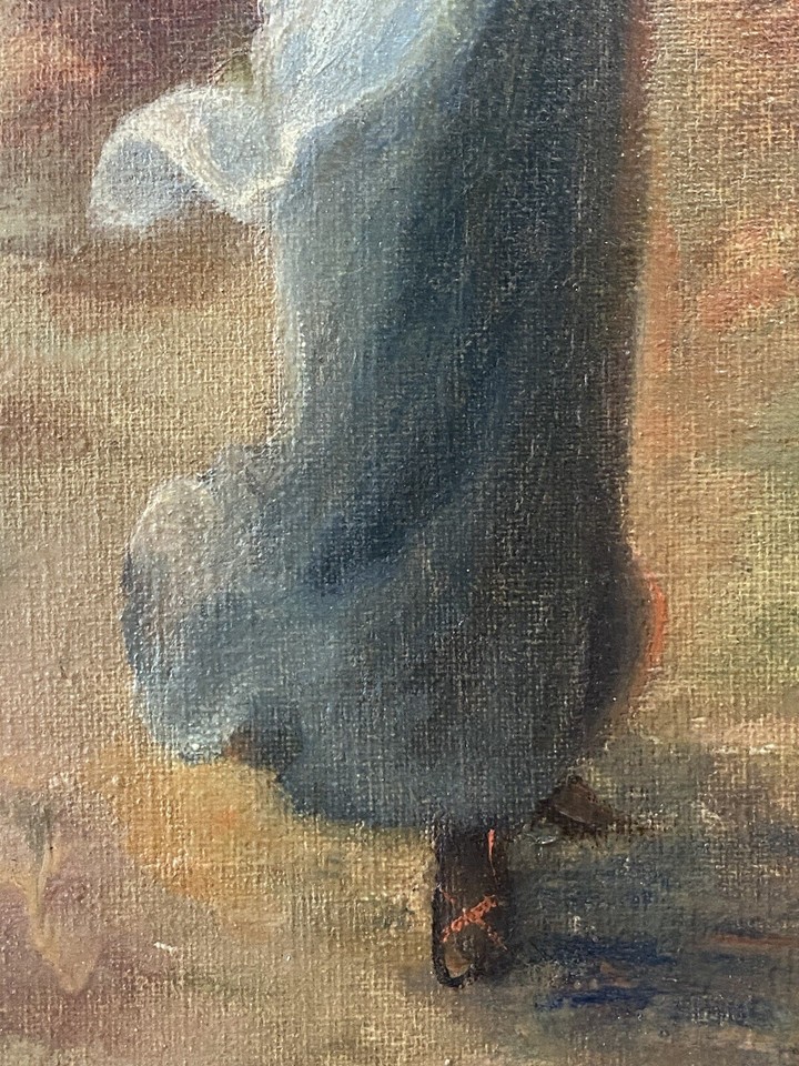 🔥 Antique Old 19th c English Impressionist Woman Portrait Oil Painting ...