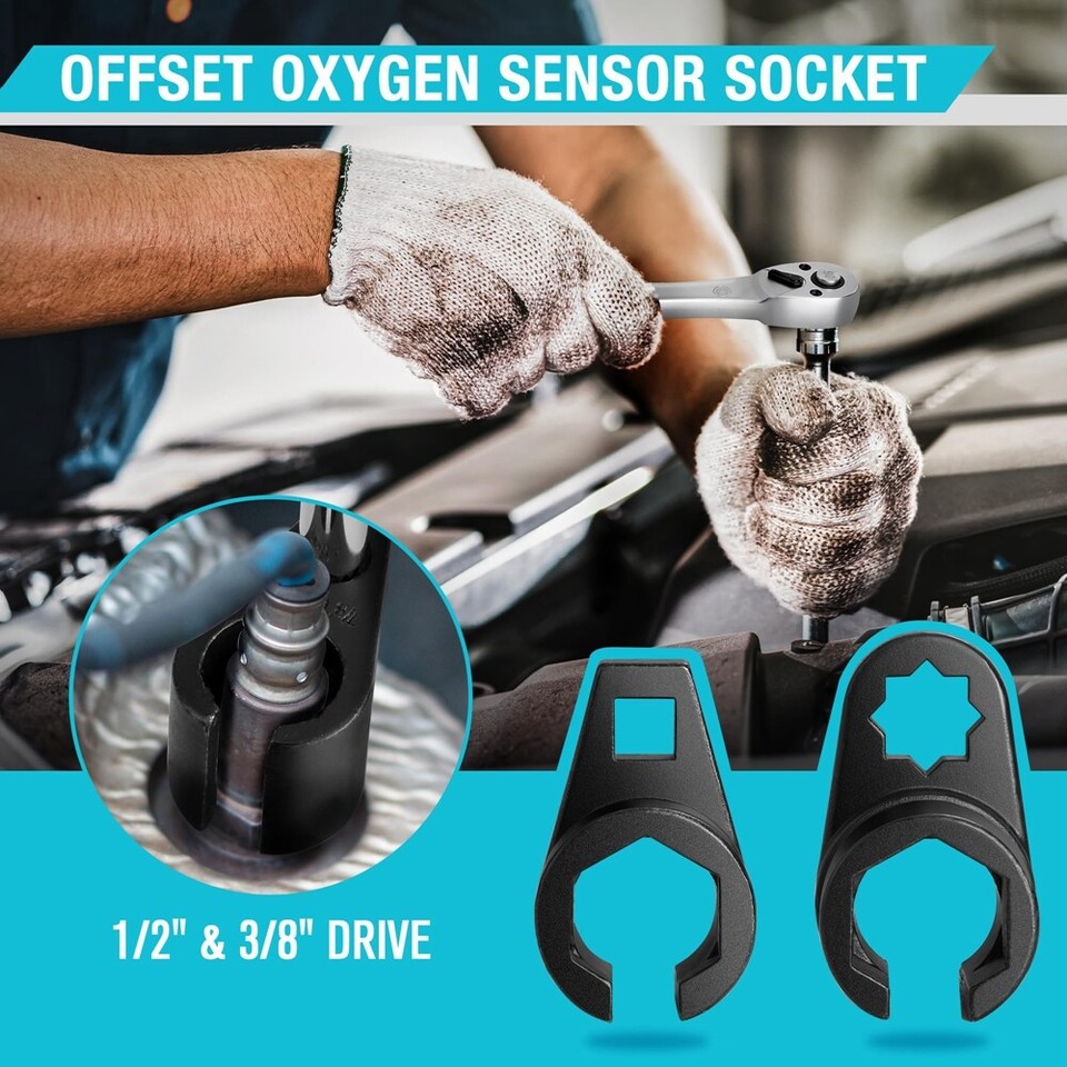 O2 Oxygen Sensor Socket Thread Chaser Set 5PCS O2 Sensor Wrench Removal ...