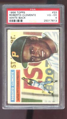 1956 Topps #33 Roberto Clemente PSA 4 Graded Baseball Card White Back ...