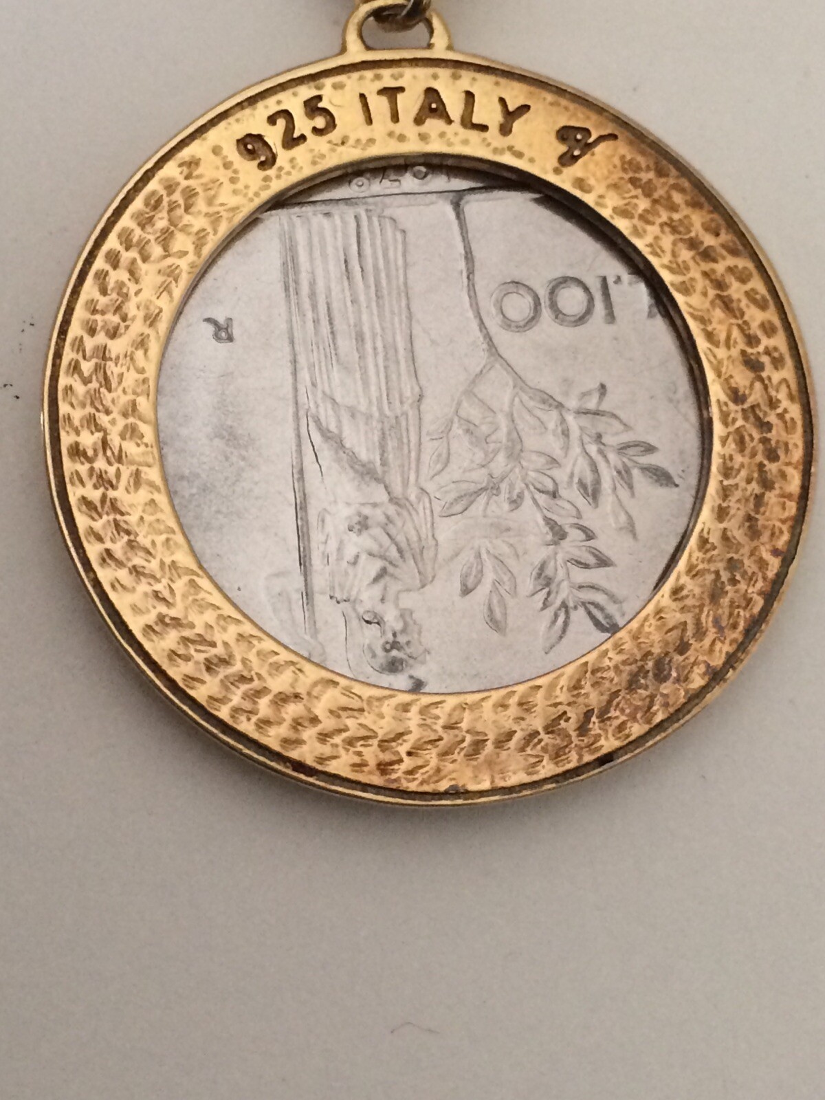 Vintage Repvbblica Italiana L.100 Coin 925 Italy Gold Overlay Sterling ...