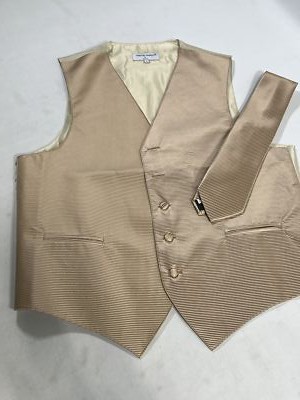 Mens Vesuvio Napoli Light Brown Suit Vest With Matching Tie Size M ...