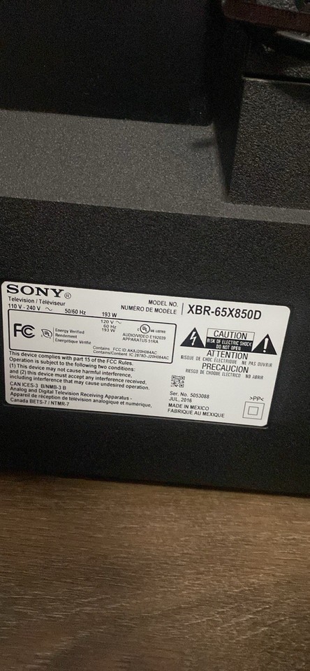 XBR-65X850D Flat Screen SONY T.V. | eBay