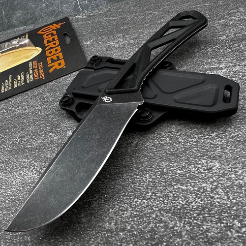 Gerber Exo-Mod Fixed Blade Black Skeletonized Handle Tactical Knife and ...