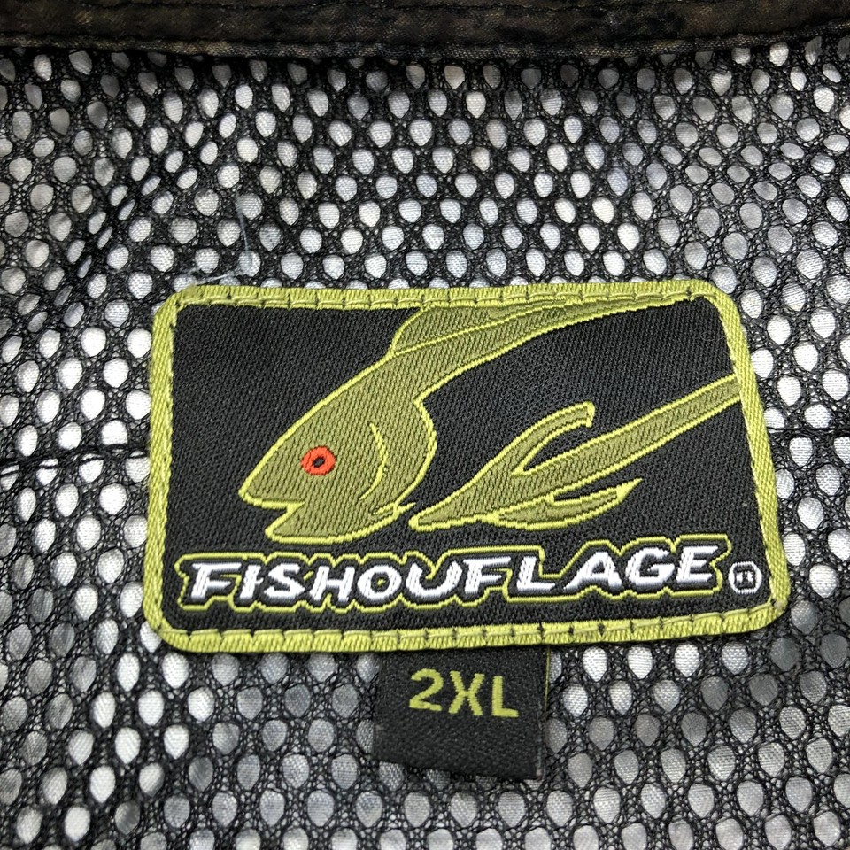 Fishouflage Shirt Mens 2XL Long Sleeve Black Trout Camo Button Down ...