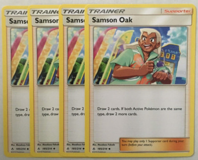 POKEMON 4X SAMSON OAK 185/214 UNBROKEN BONDS UNCOMMON NEAR MINT-PLAYSET ...