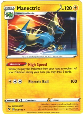 Manectric RARE Pokemon TCG Card 52/185 | eBay