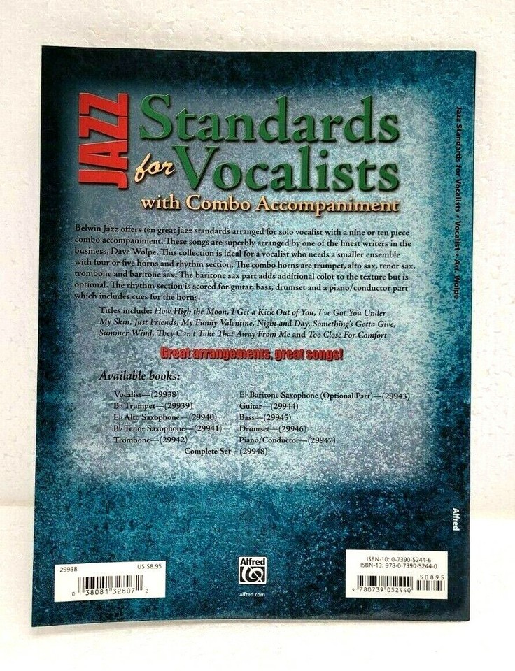 Jazz Standards for Vocalist Vocal Part | eBay