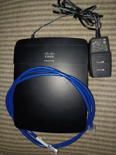 Cisco Linksys E1200 Router, 2.4 GHz 4 Ethernet Ports with Power + Lan ...