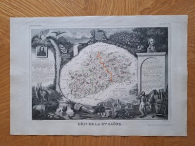 ANTIQUE C19TH FRANCE ATLAS MAP LEVASSEUR FRENCH 1849 HAUTE SAONE | eBay