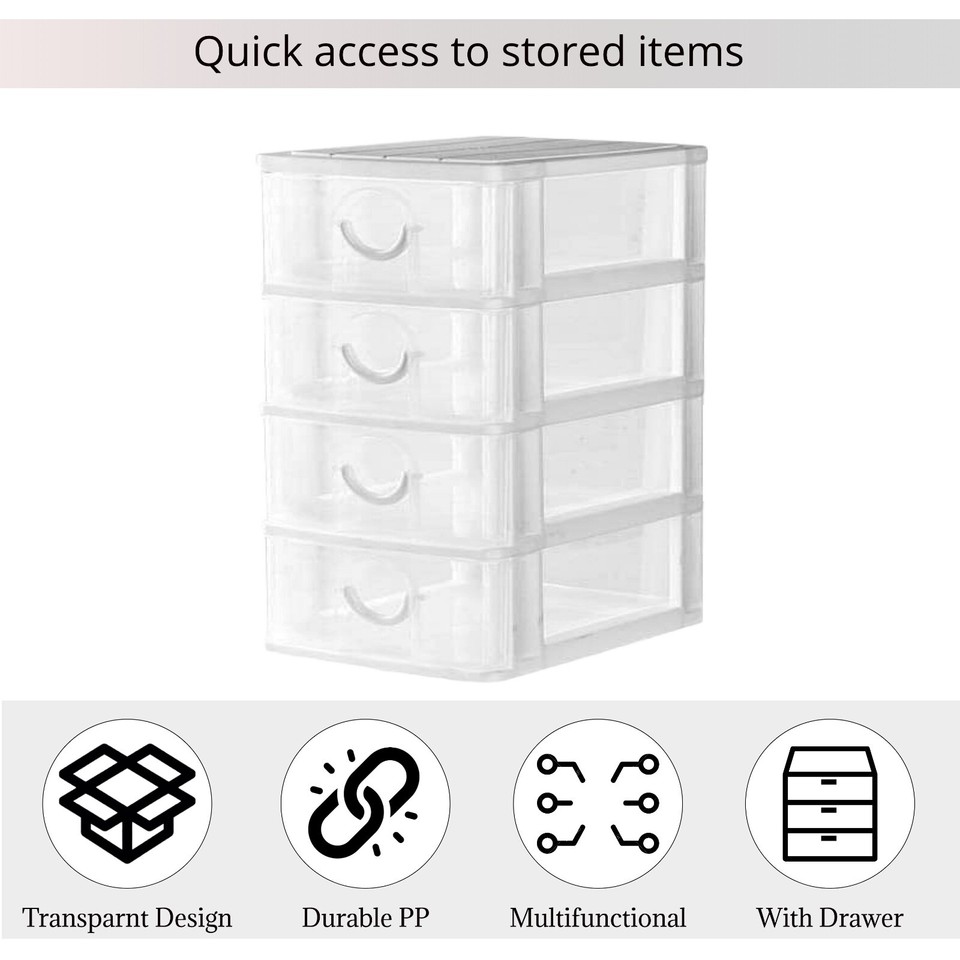 2 x 4 Tier Mini Storage Drawers Draw Tower Unit Office School Jewellery ...
