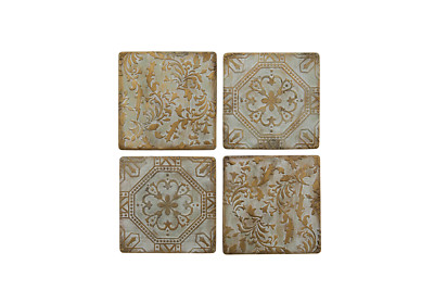 Ceramic Tile Coasters Bronze Vintage Style Set of 4 French Shabby Chic ...