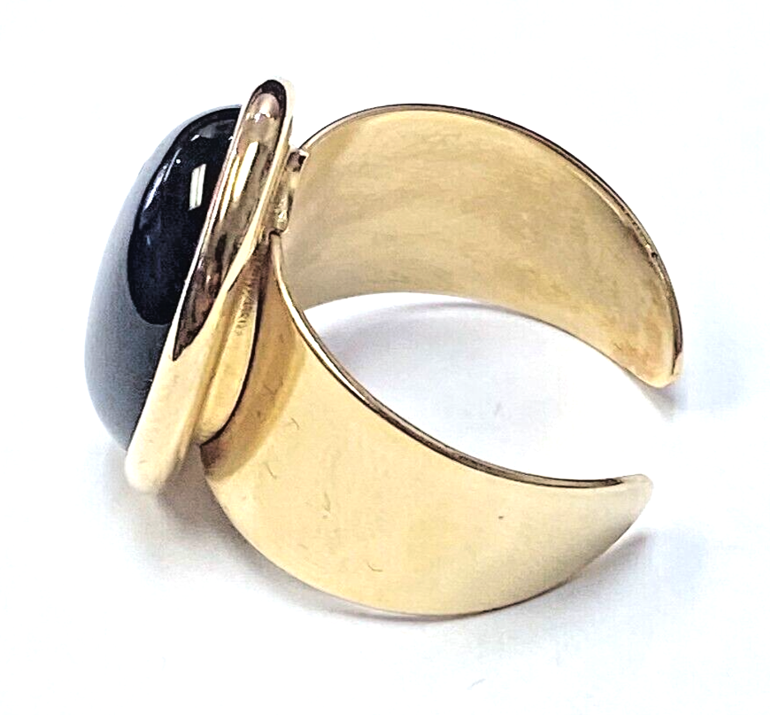 HSN Shelly Brown Maxine Black Onyx Gold Ladies Adjustable Ring | eBay