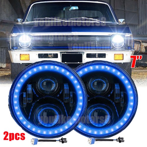 2x Fit Chevrolet Nova 1969-79 7'' Round LED Headlights Hi-Lo Beam Blue ...