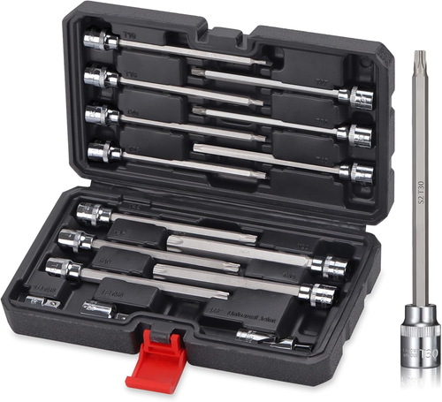 15-Piece Extra Long Torx Bit Socket Set 3/8" Drive T10-T60 Long Torx ...