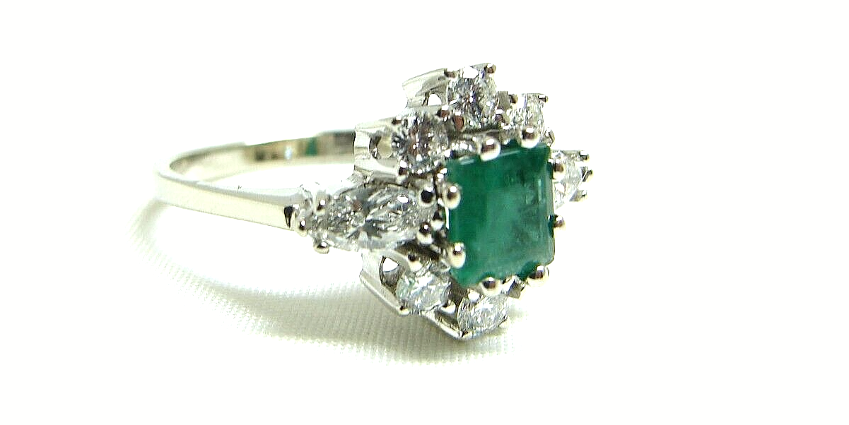 Damen Smaragd Brillantring 585 Gold 14 Karat Smaragdring Größe 56 ...