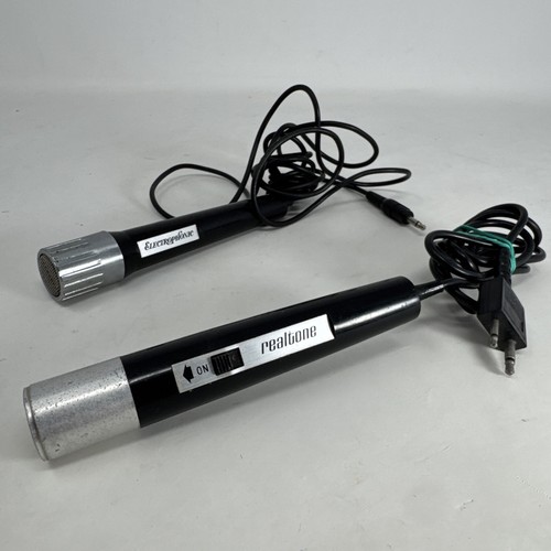 x2 VINTAGE AUDIO Tape Mics CASSETTE DYNAMIC MICROPHONES GE Sanyo ...