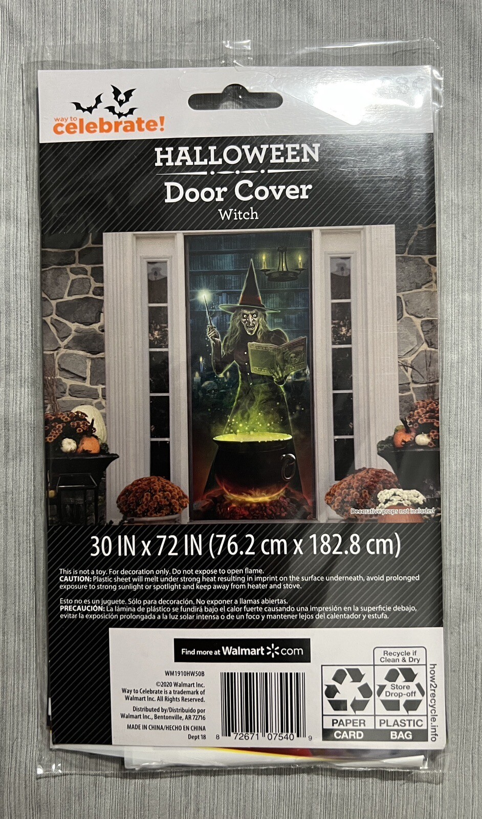 Halloween Door Cover Witch or Wall Decoration 30x72 Scene Setter Photo ...