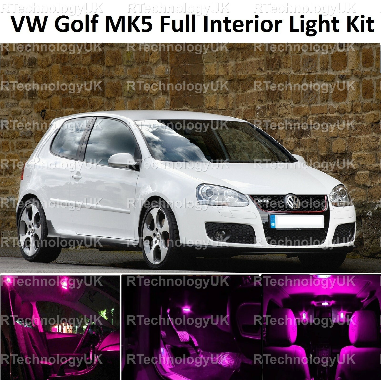 PINK PURPLE PREMIUM for VW GOLF MK5 MKV MK V INTERIOR FULL LED LIGHT ...