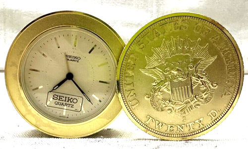 SEIKO Quartz Twenty Dollar Gold Coin Alarm Clock | eBay