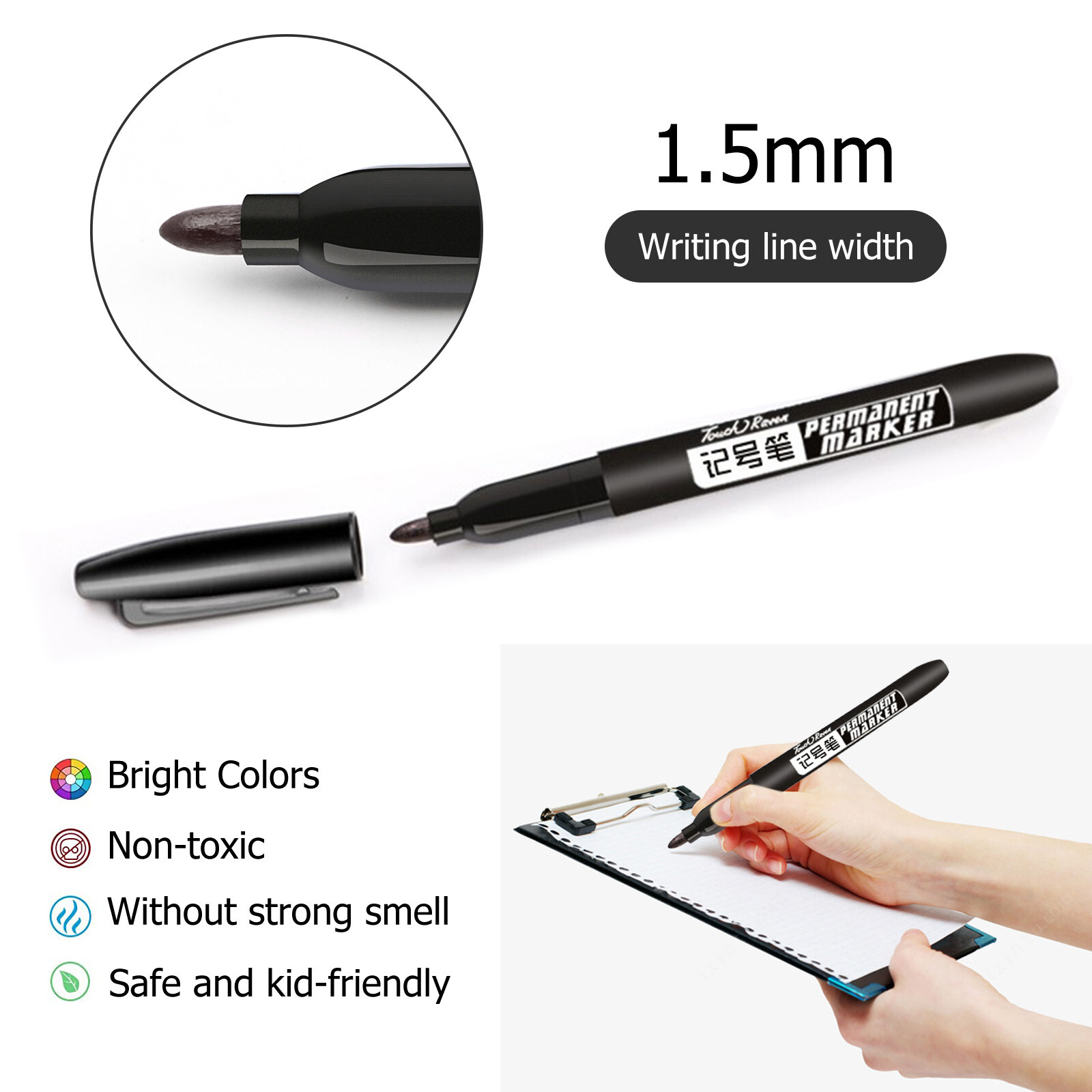 Oiliness Non-Fading & Waterproof Marker Pen Non-Erasable Marker & Hook ...