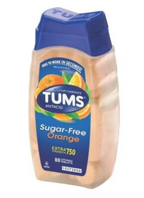 RARE! Tums Sugar-Free Extra Strength 750 Orange 80 Chewable Tablets SEE ...