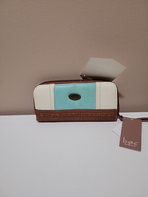 BOC Born Concept Womens Zippered Wallet RFID Bone/Mint/Saddle Brand New ...