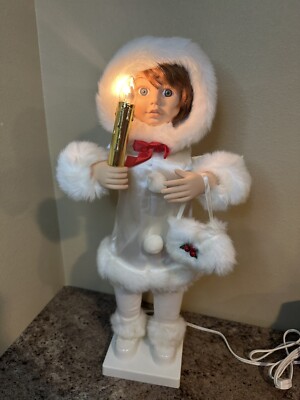 Christmas Telco Motion-ettes Animated Lighted Eskimo Snow Girl Doll ...