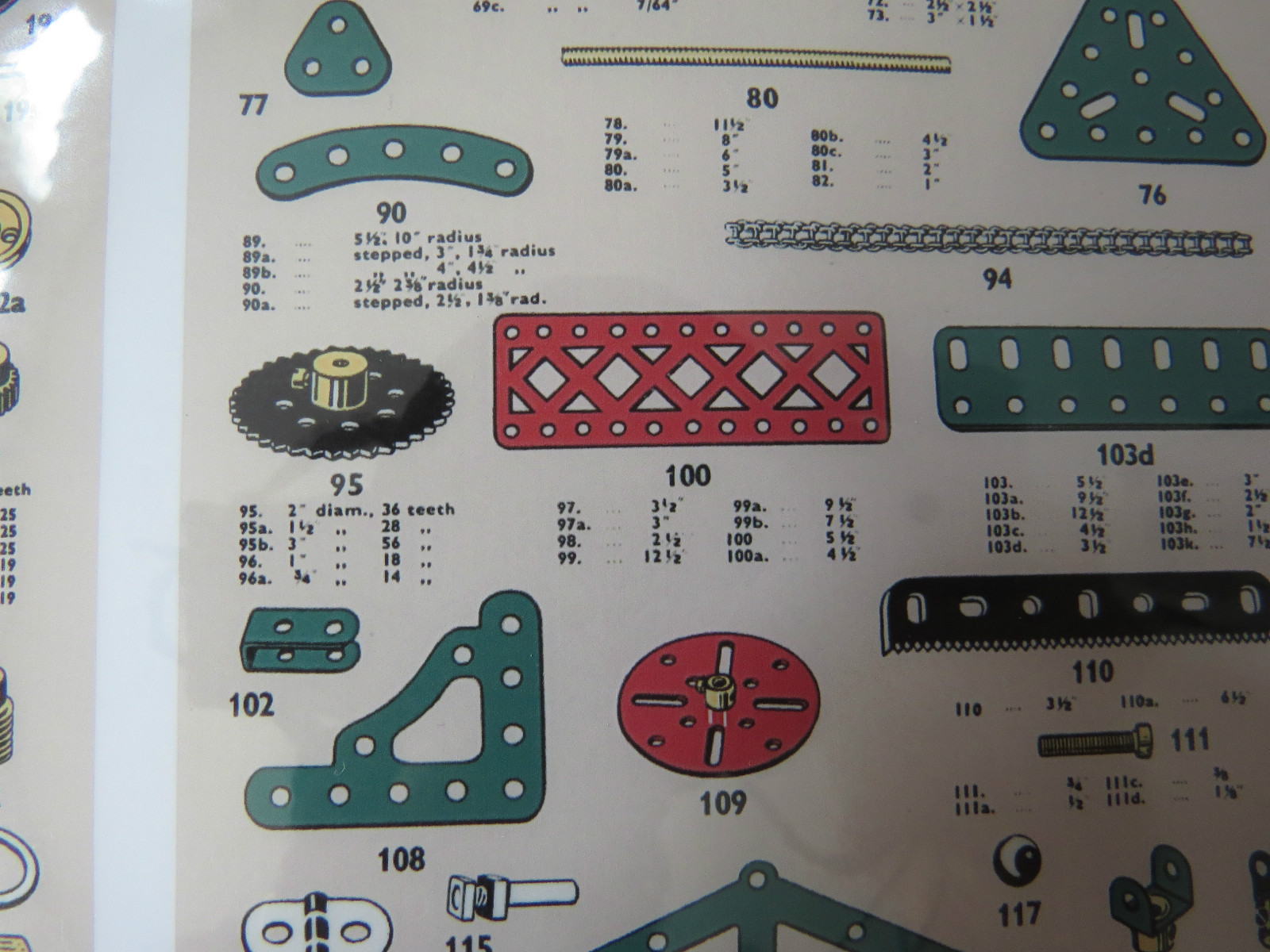 Meccano Parts - Dealer Cabinet Parts Card (copy). Medium Red/Green ...