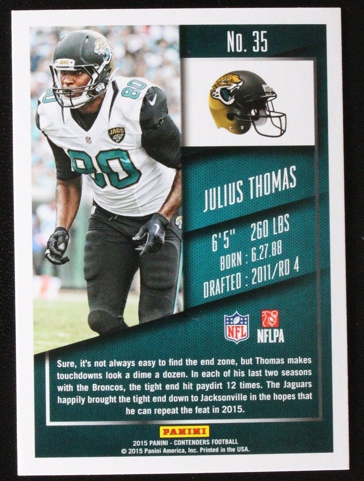 2015 Panini Contenders Julius Thomas NFL Football #35 Jacksonville ...