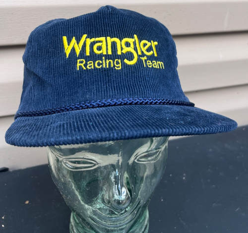 Wrangler Racing Team Corduroy Strapback Hat Vintage Nascar Trucker Rope ...