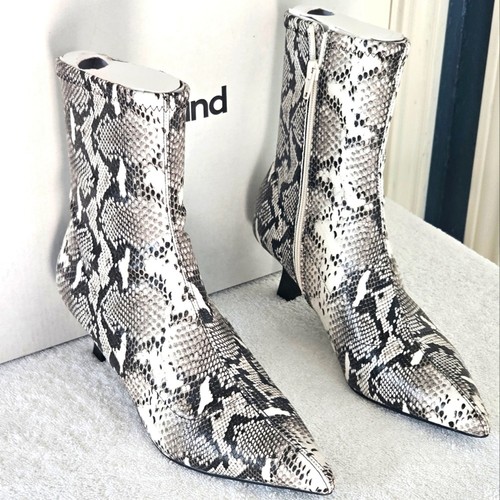 Abound Erinn Ivory Snake Metallic Pointy Toe Kitten Heel Boot Size 7 ...