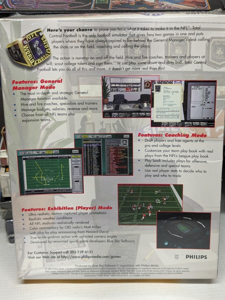 Vintage Total Control NFL Football PC CD-ROM Game 1996 Win95 Bill ...