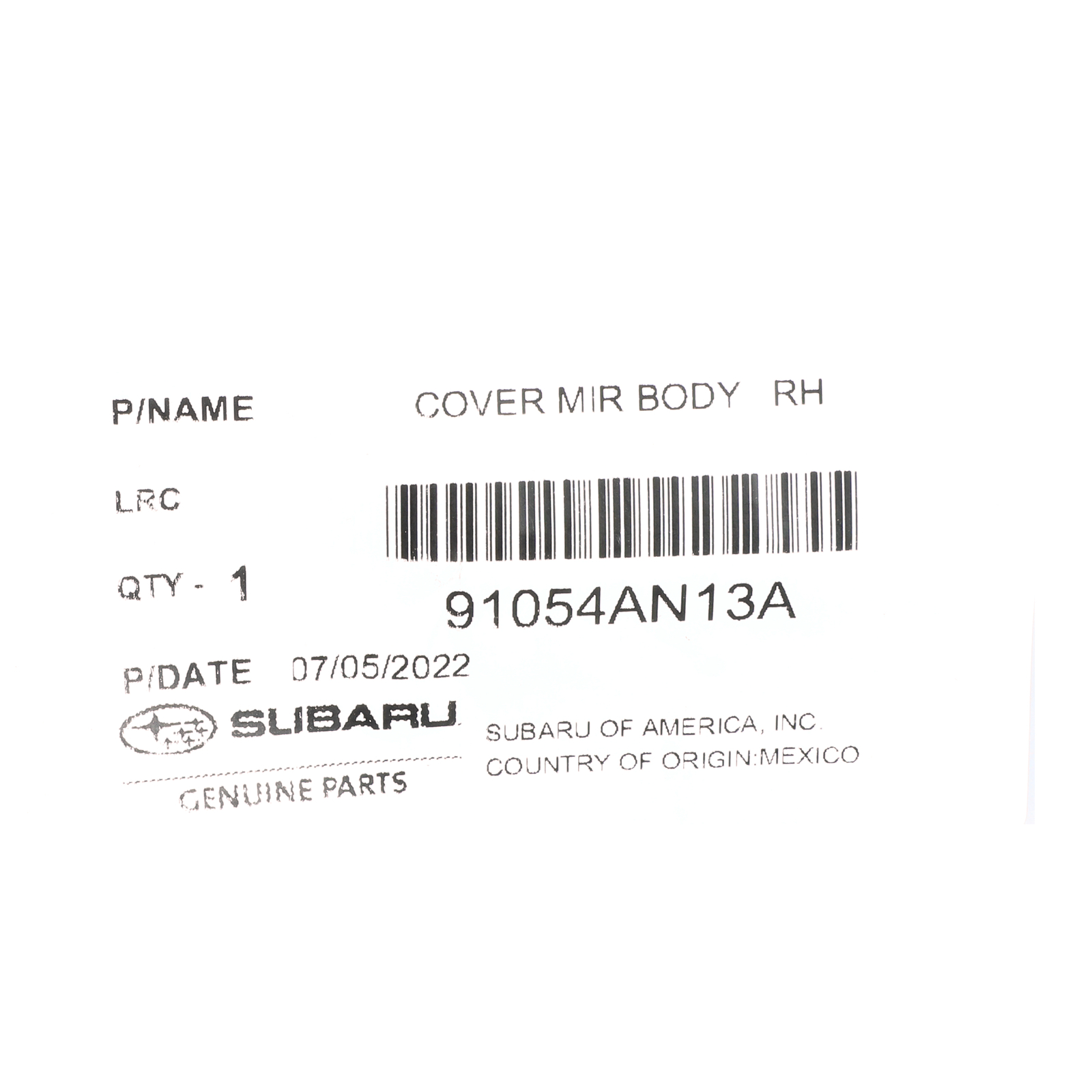 OEM NEW 20-23 Subaru Legacy Outback Exterior Mirror Lower Cover Right ...