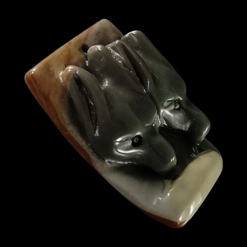 BD11507# Hand Carved Cameo Fox Succor Creek Jasper Pendant Bead ...