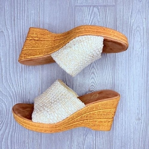 Onex Women's Bianca-2 Wedge Sandal woven natural straw detail size 38 / ...