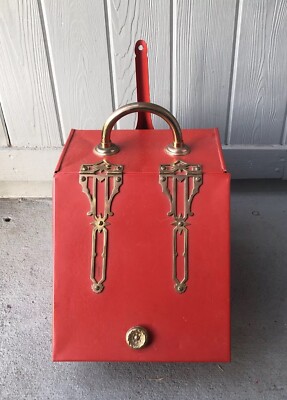 Antique Coal Ash Box In Red With Brass Hardware and Metal. | eBay
