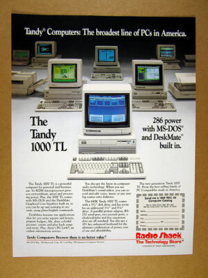1989 Tandy 1000-TL Computer 286 pc DeskMate GUI vintage print Ad | eBay