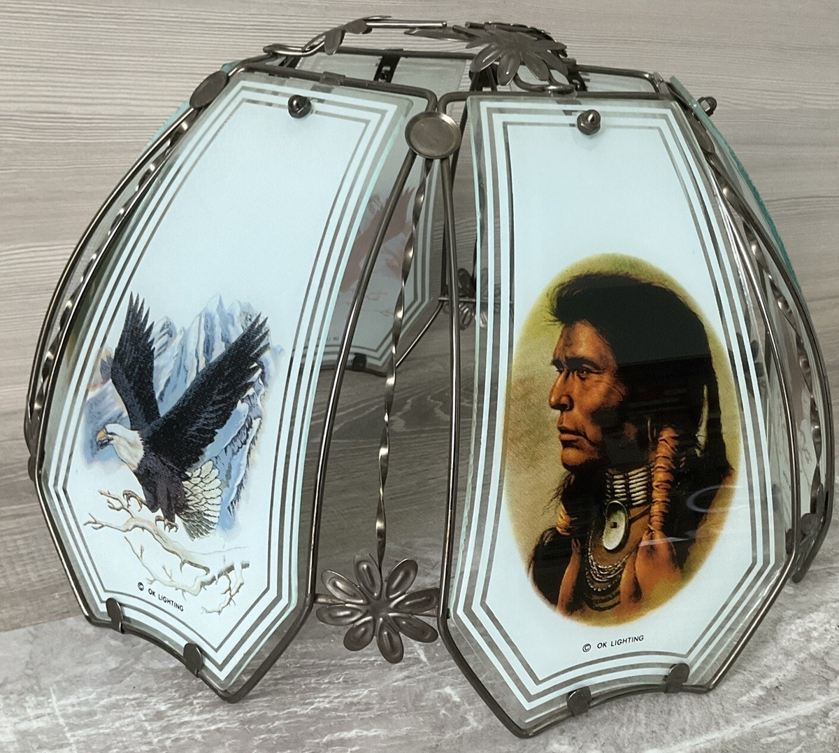 Native American Design Lamp Shades Regency Style Bone Inlay Lamp Base