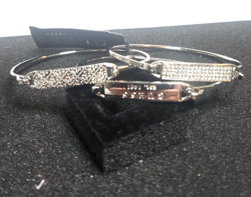 GUESS Bangle Bracelet Set w/ Rhinestones - silver tone (3) | eBay