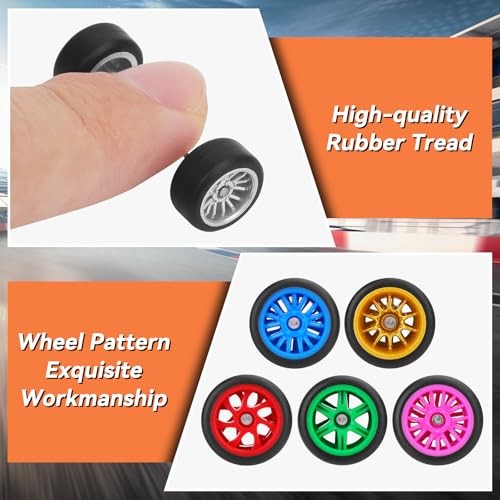 25 Set 1/64 Wheels and Tires Kit, 1:64 Scale Wheels Rims Rubber Tires ...