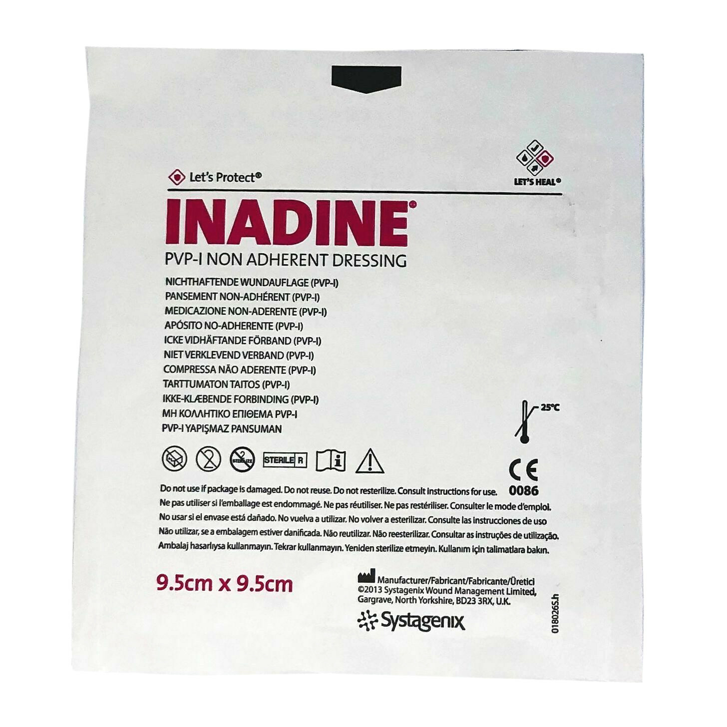 5 x Inadine 9.5cm x 9.5cm PVP Iodine Non Adherent Dressing Sterile | eBay