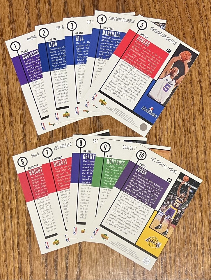 1994 Upper Deck CC NBA DRAFT LOTTERY PICKS RC SET 1-10 Grant Hill Jason ...
