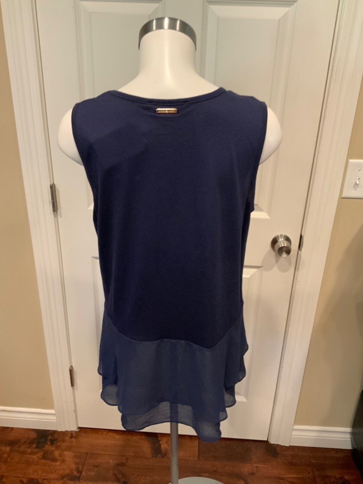 Michael Kors Navy Blue Peplum Sleeveless Tank Top Size Large - NWT! | eBay