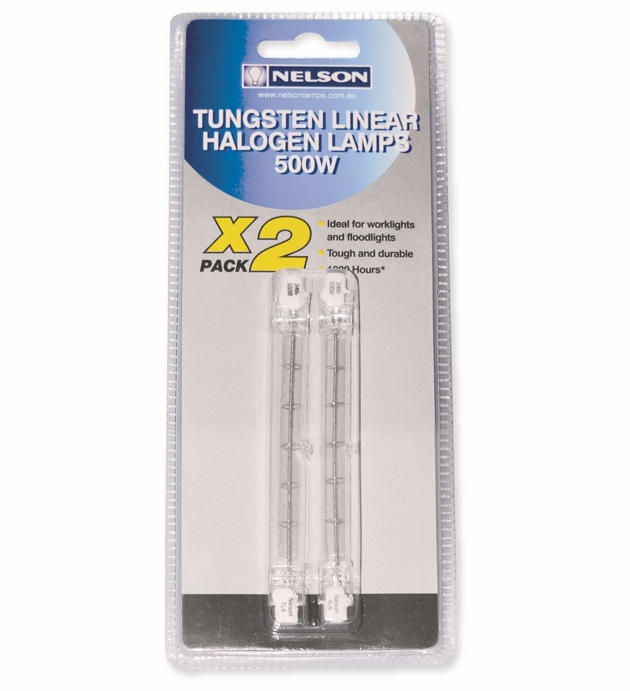 2 X Nelson LINEAR TUNGSTEN HALOGEN R75 BULB Ideal for Floodlight 500w ...