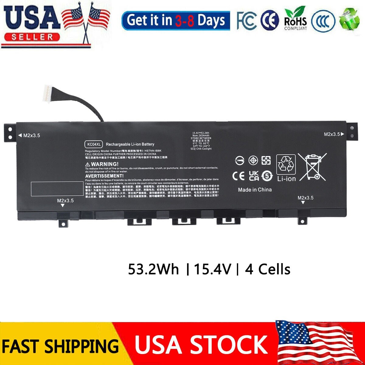 KC04XL Battery for HP Envy X360 13M-AG0001DX L08496-855 L08544-2B1 TPN ...