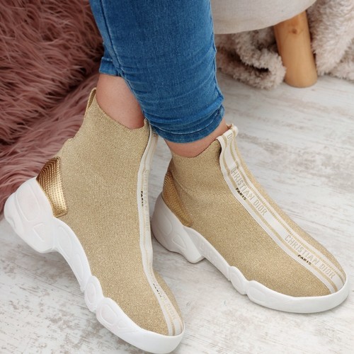 Christian Dior F. Two Point Zero Gold Sneakers Flats Shoes Trainers EU ...