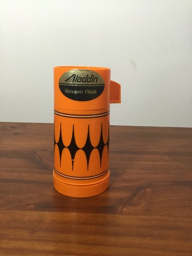 Vintage Aladdin VACUUM FLASK orange 8oz england soup pot coffee tea ...