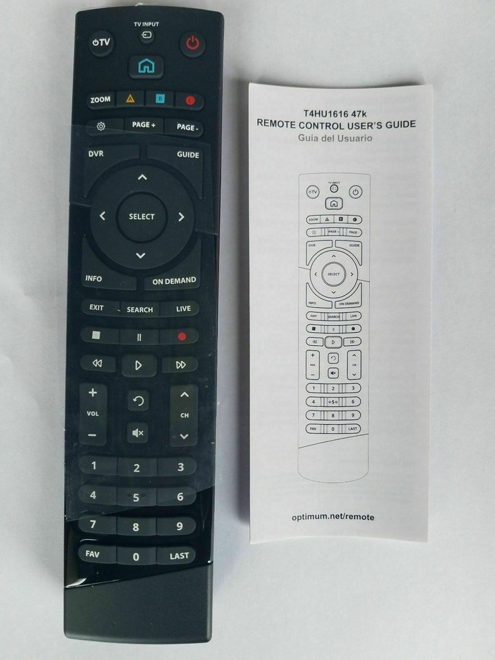 NEW OPTIMUM CABLEVISION REMOTE CONTROL DVR W/ BATTERIES & INSTRUCTIONS ...