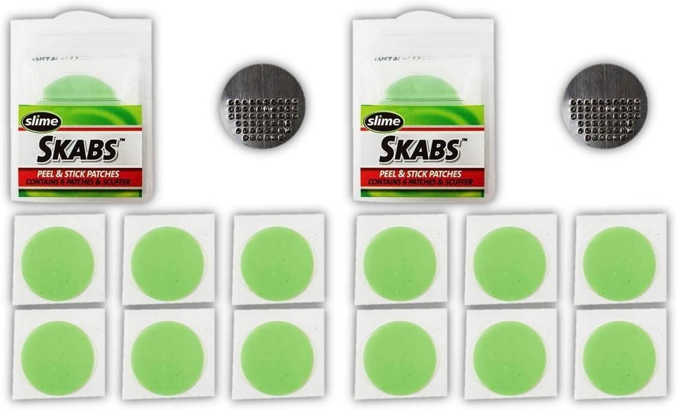 Slime SKABS Pre-Glued 1" Patch Kit 2 Pack 12 Patches 2 Scuffers TIRE ...