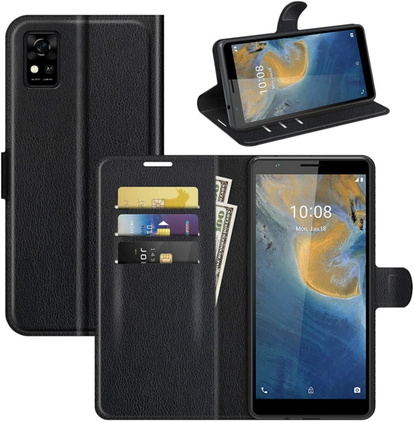 For Telstra Essential Smart 4 Premium PU Leather Wallet Flip Phone Case ...
